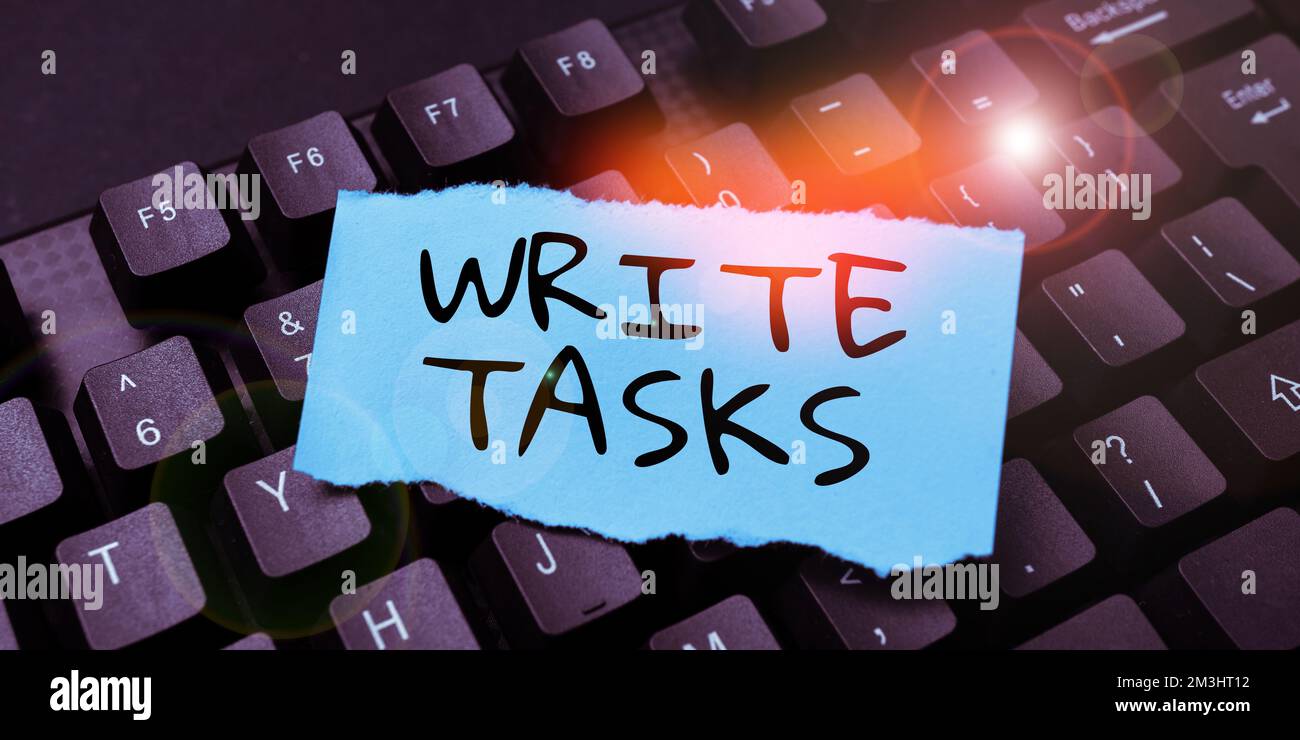 Inspiration showing sign Write Tasks. Word Written on assigned piece of ...