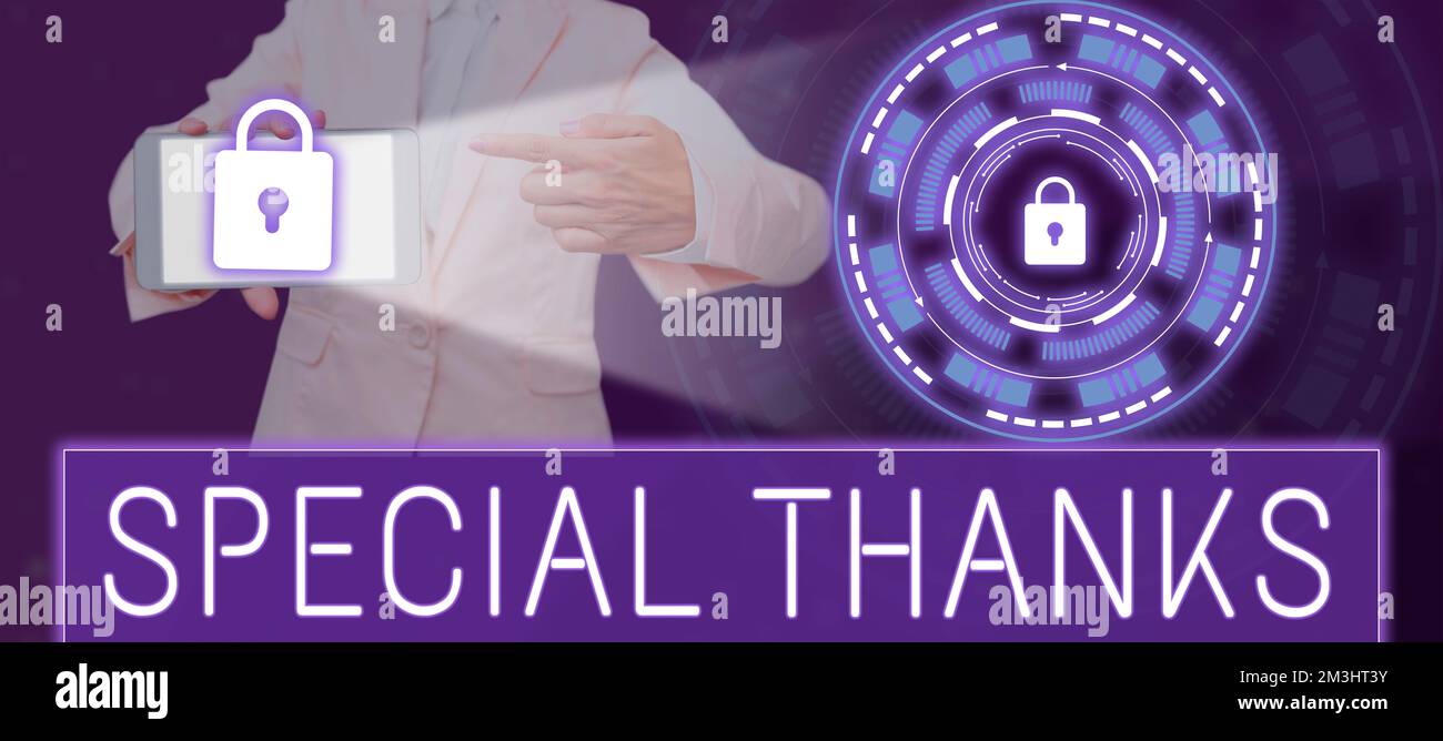 Sign displaying Special Thanks. Business approach expression of ...