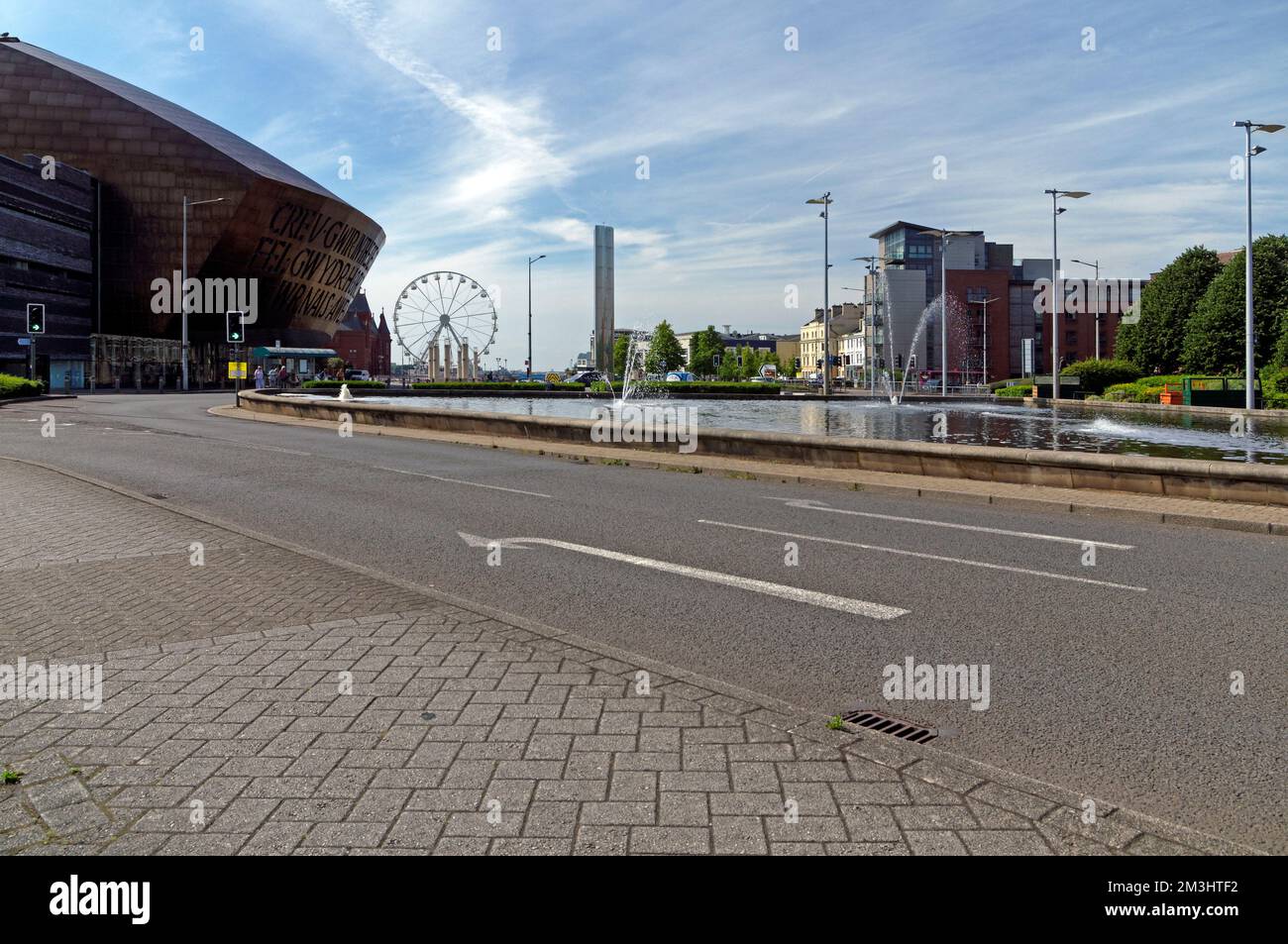 View towards Wales Millennium Centre and Cardiff Bay from Lloyd George ...