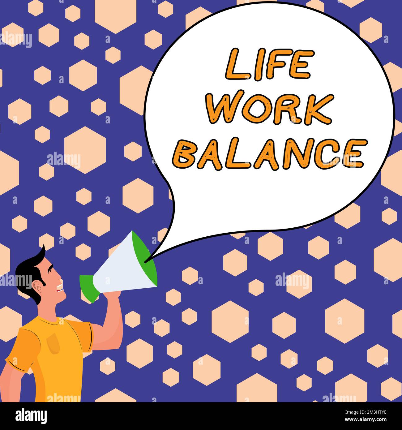 Text caption presenting Life Work Balance. Business overview stability ...