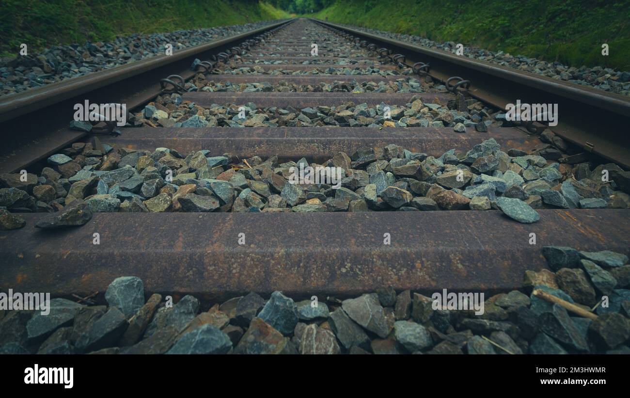 Old rusty tram rails hi-res stock photography and images - Alamy