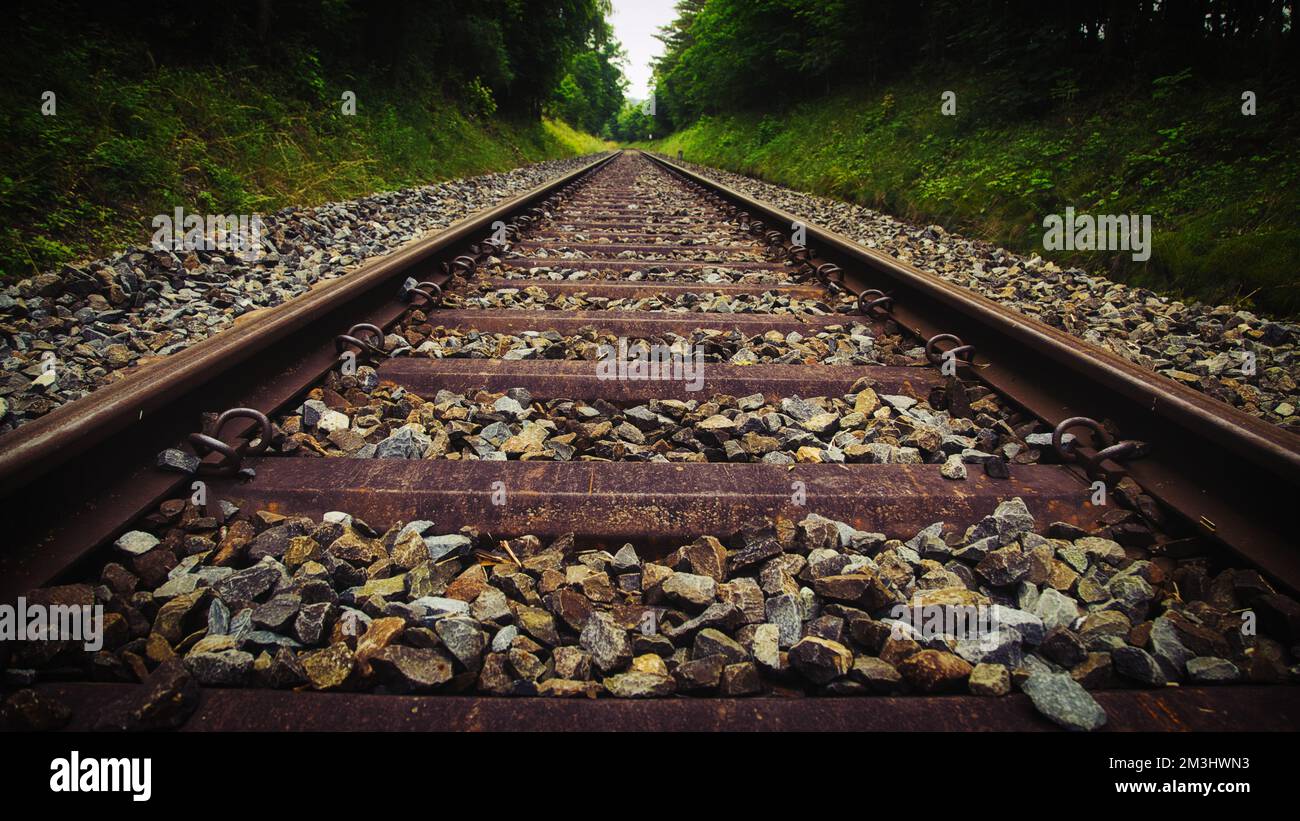 Old rusty tram rails hi-res stock photography and images - Alamy