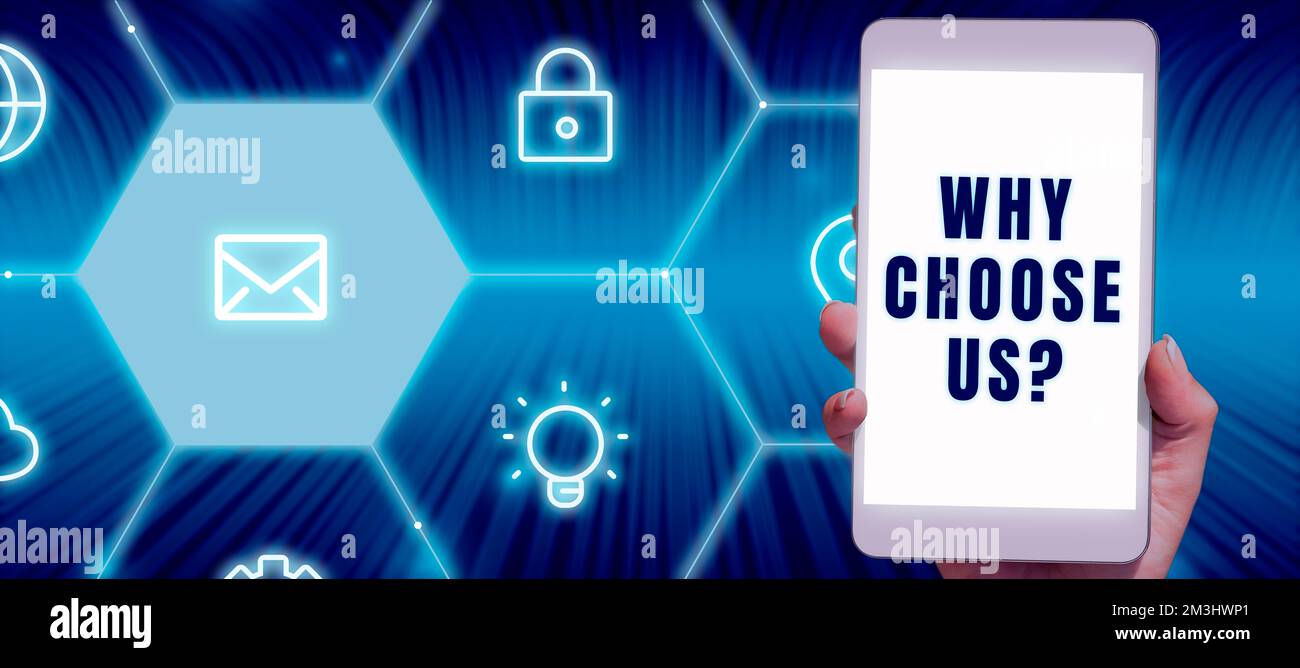 Inspiration showing sign Why Choose Us. Internet Concept Reasons for ...