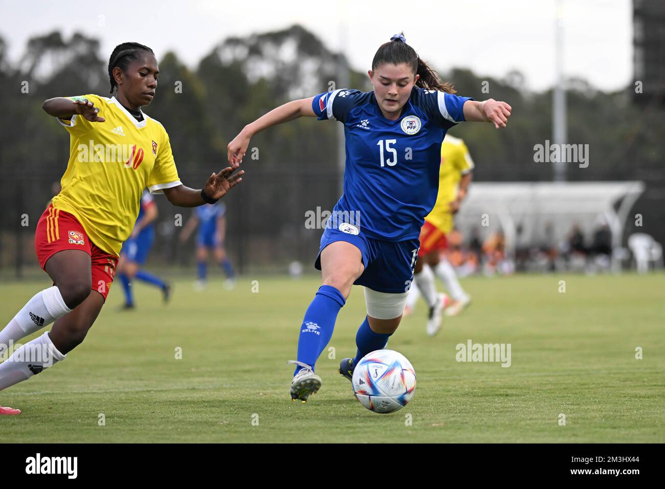Sydney, Australia. 15th Dec, 2022. Charlie Yandin (L) of the Papua New Guinea team and Carleigh ...