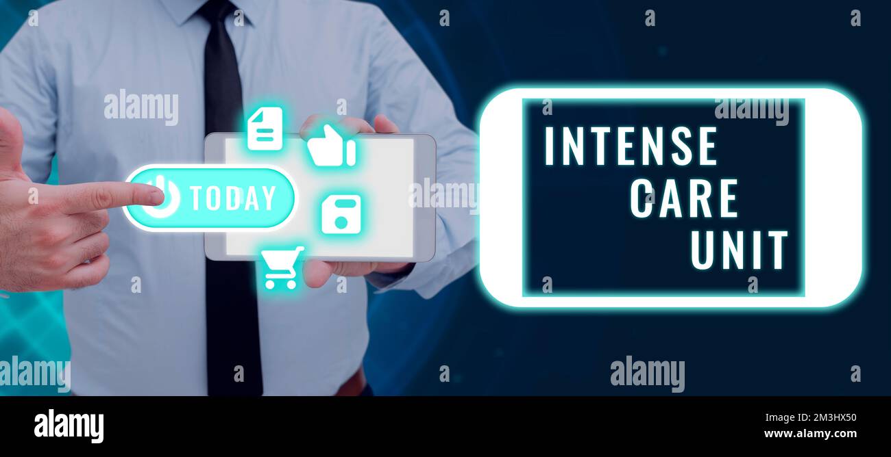 Conceptual caption Intense Care Unit. Word for a unit in a hospital ...