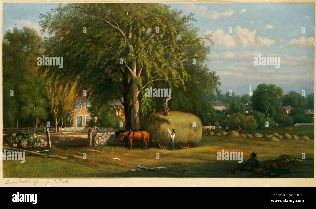 Near Stockbridge , Carts & wagons, Trees, Horses, Harvesting. Louis ...