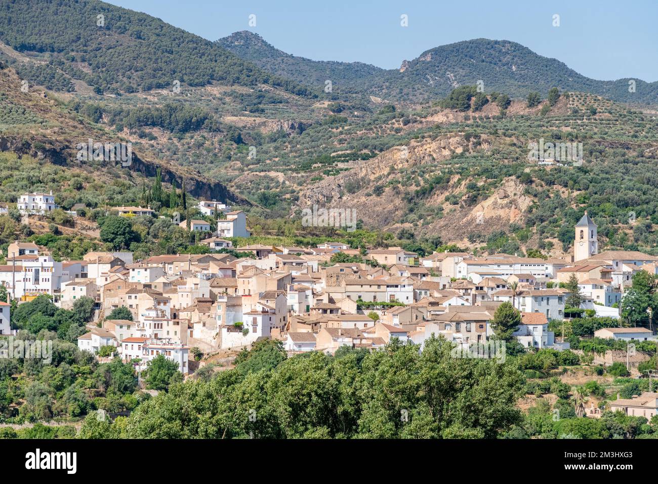 The Spanish town of Pinos del Valle in the Lecrin Valley in Andalusia ...