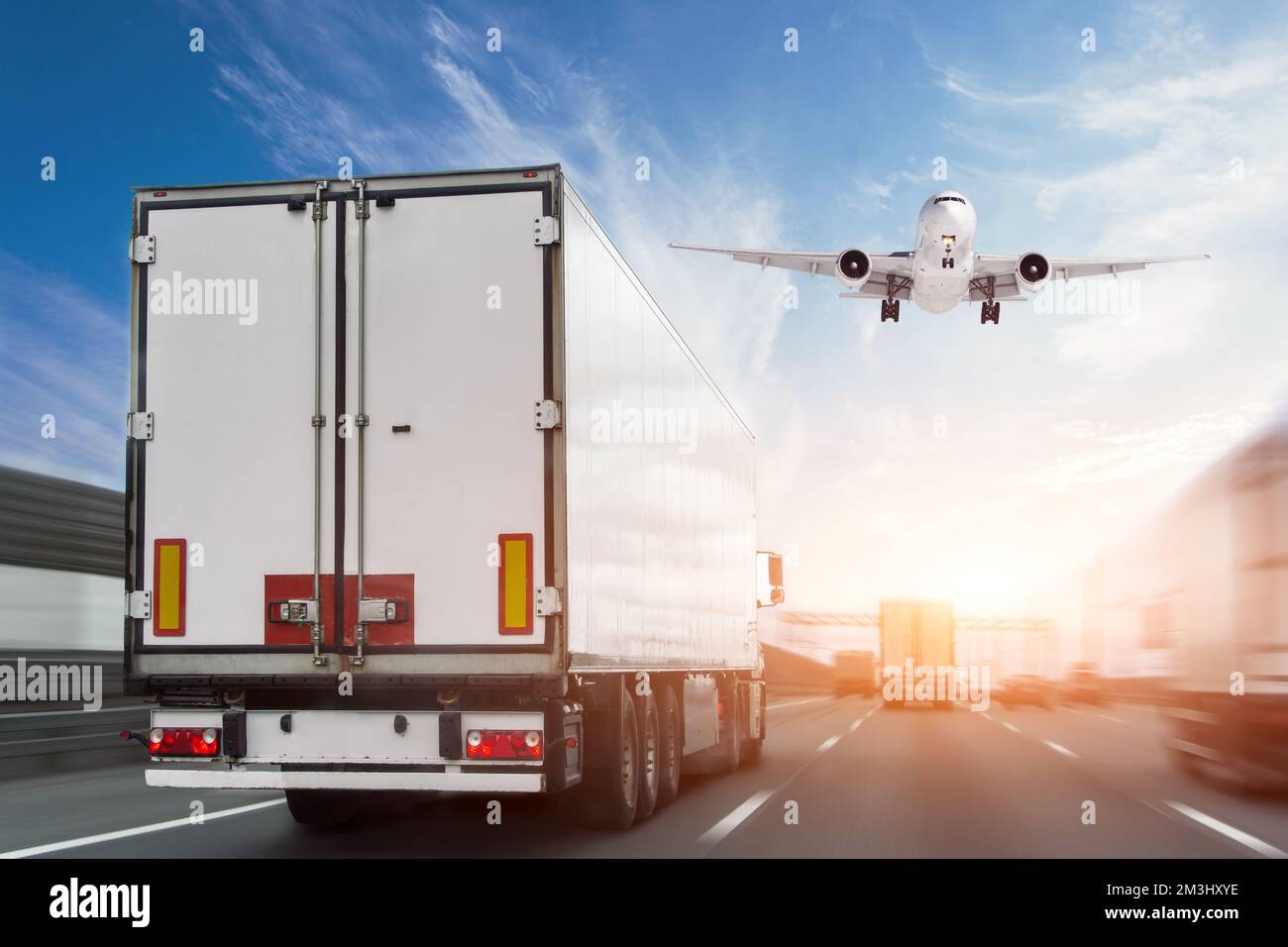 Heavy traffic flow of car traffic on freeway urban environment time ...