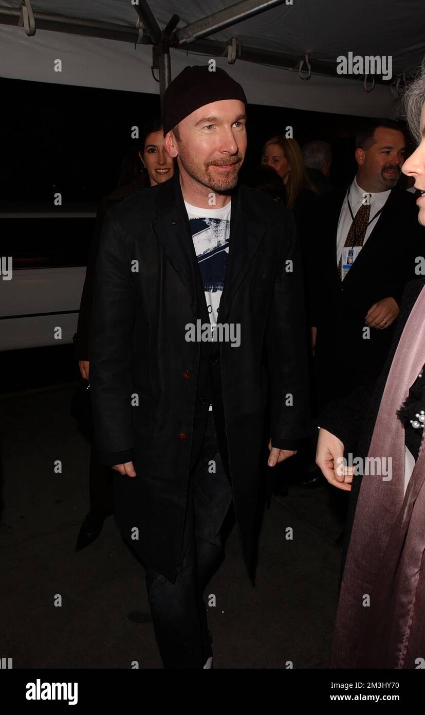 NEW YORK, NY- Feb 2003 : The Edge attends the MusicCares Pre-Dinner on ...