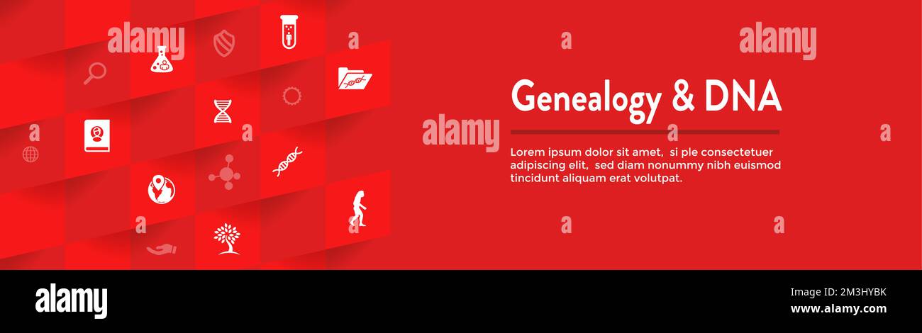 Ancestry or Genealogy Icon Set with Family Tree Album Web Header Banner ...