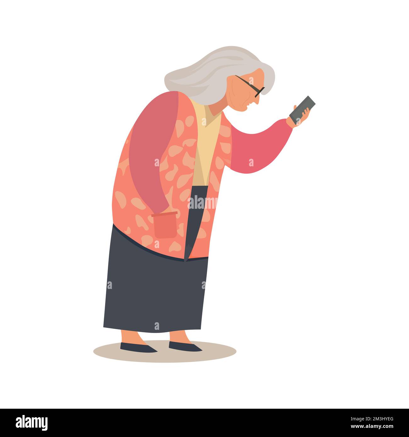 Elderly woman looking at smartphone. Older Lady Communicate on Social ...