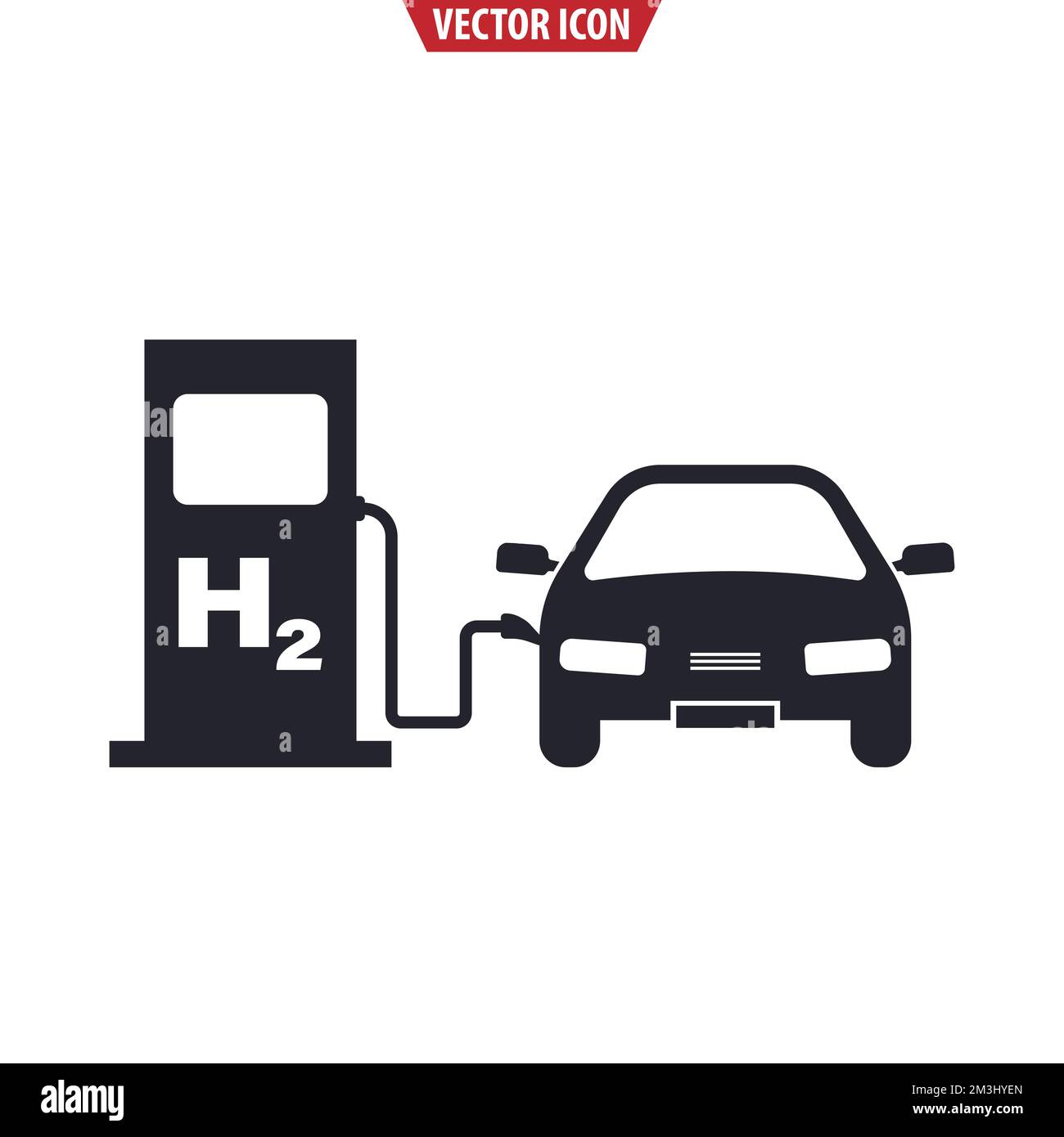 Eco-friendly hydrogen fuel station, fuel pump and car. Isolated vector ...