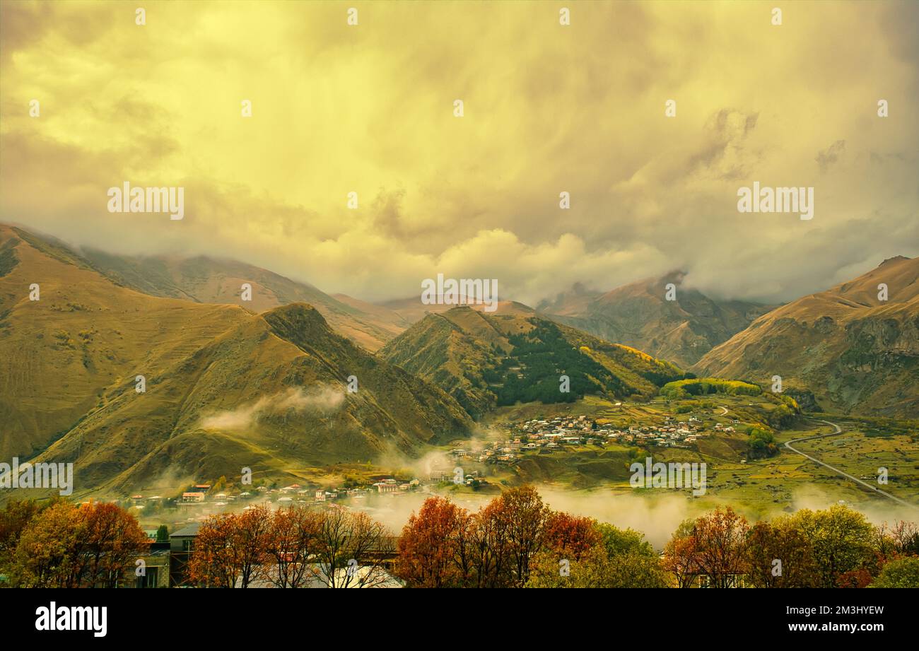 High Mountain View at Kazbegi Georgia Stock Photo - Alamy