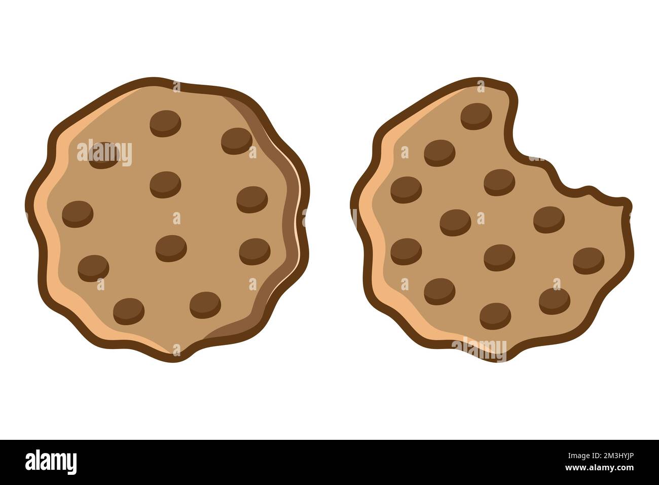 Two chocolate cookies isolated on a white background Stock Vector Image ...