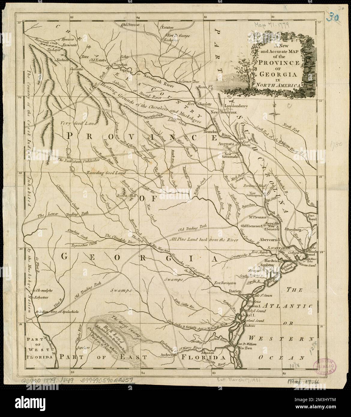 A New and accurate map of the province of Georgia in North America ...