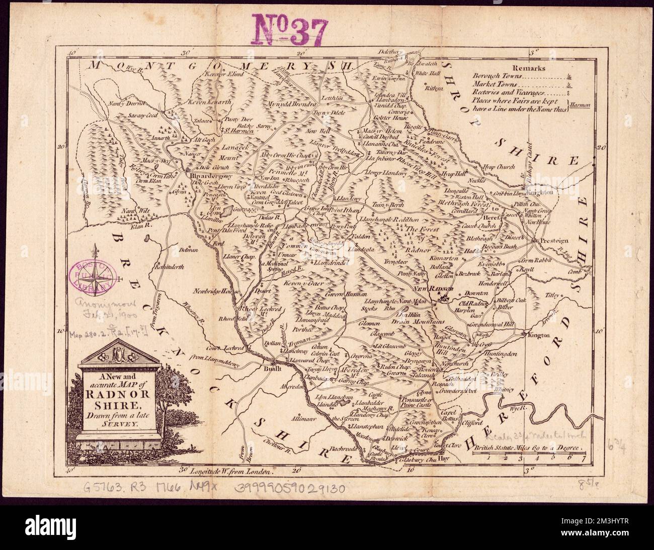 Radnorshire map hi-res stock photography and images - Alamy