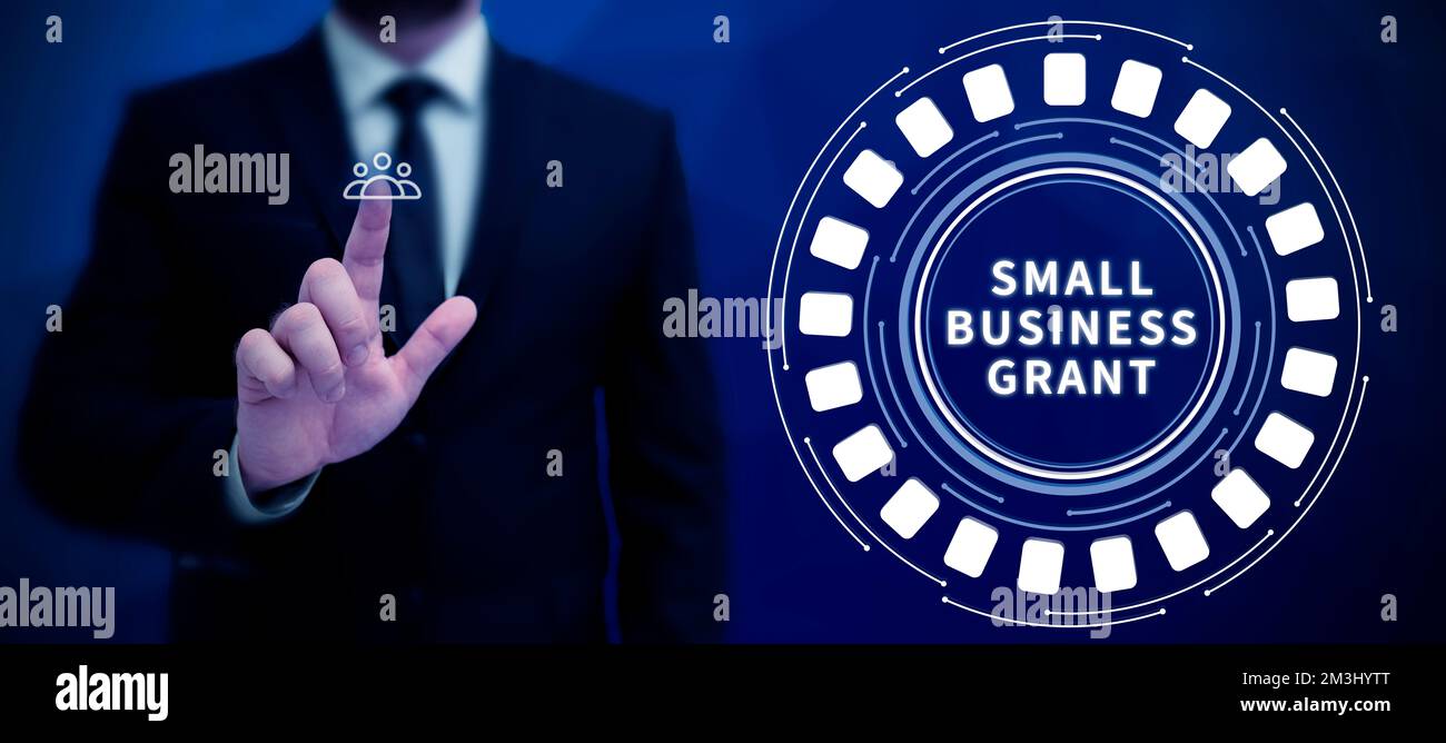 Hand writing sign Small Business Grant. Business idea an individual ...