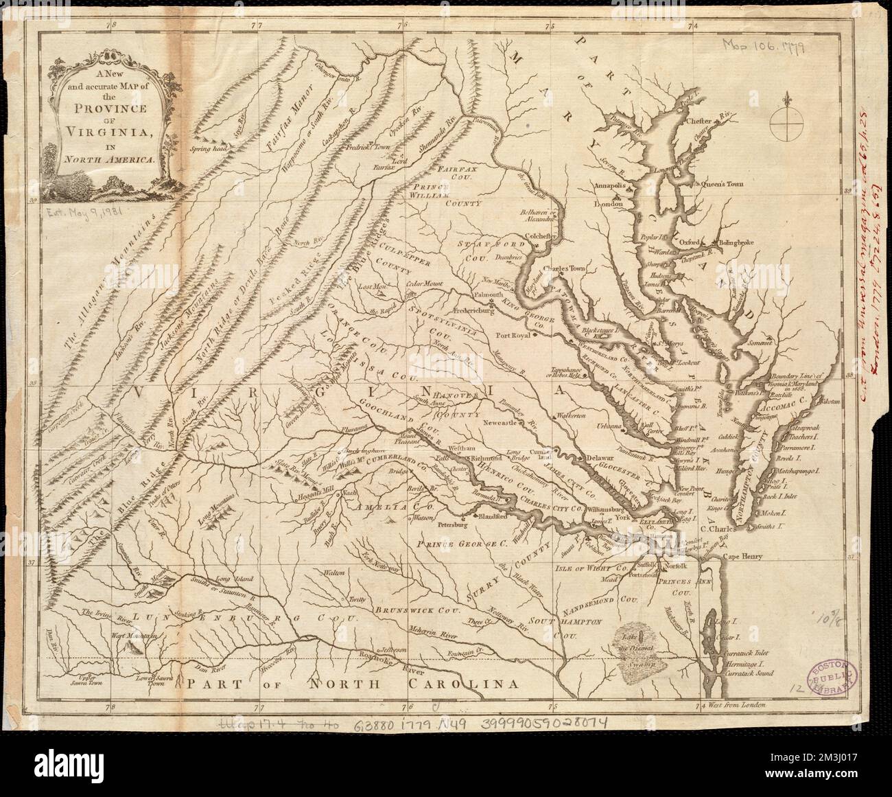 A new and accurate map of the province of Virginia in North America ...