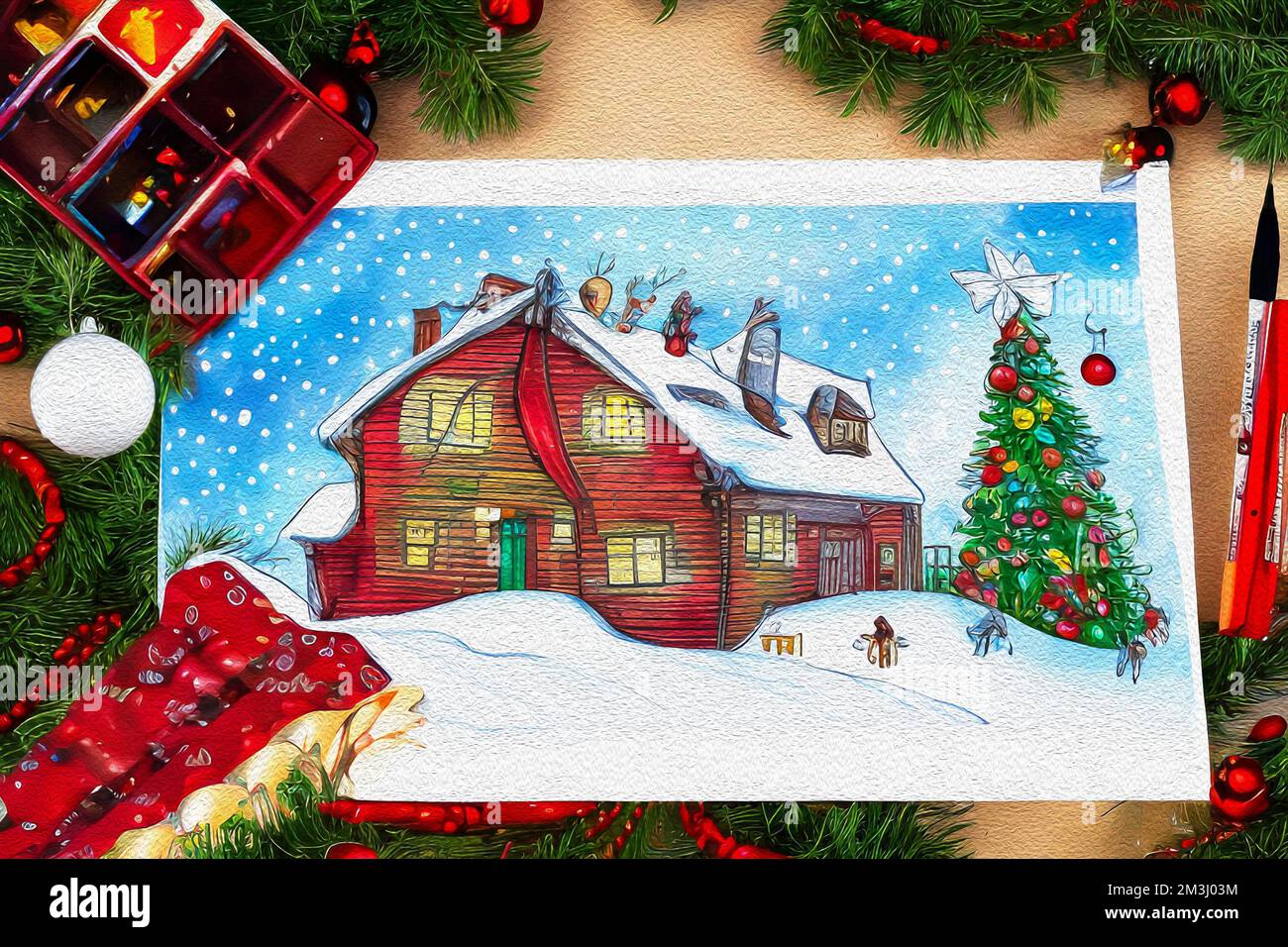Winter season holiday, Christmas, New Year. Christmas concept. Children ...