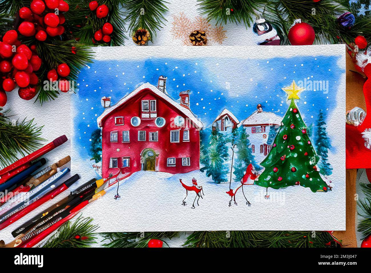 Winter season holiday, Christmas, New Year. Christmas concept. Children ...