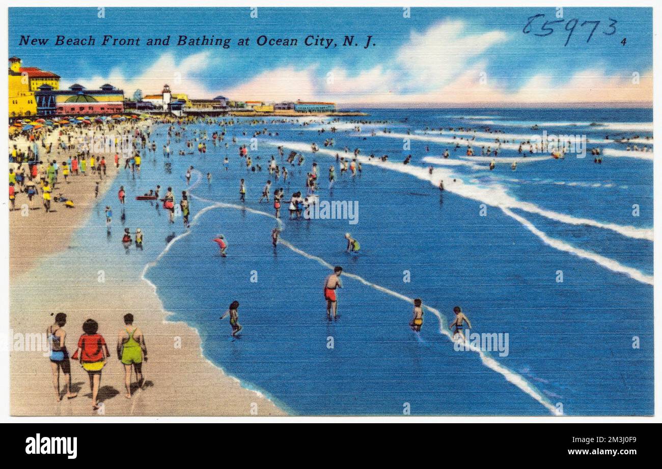 New beach front and bathing at Ocean City, N. J. , Beaches, Tichnor ...