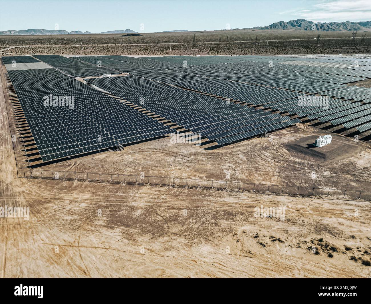 Renewable solar energy solar farm in the desert of southern Nevada on a ...
