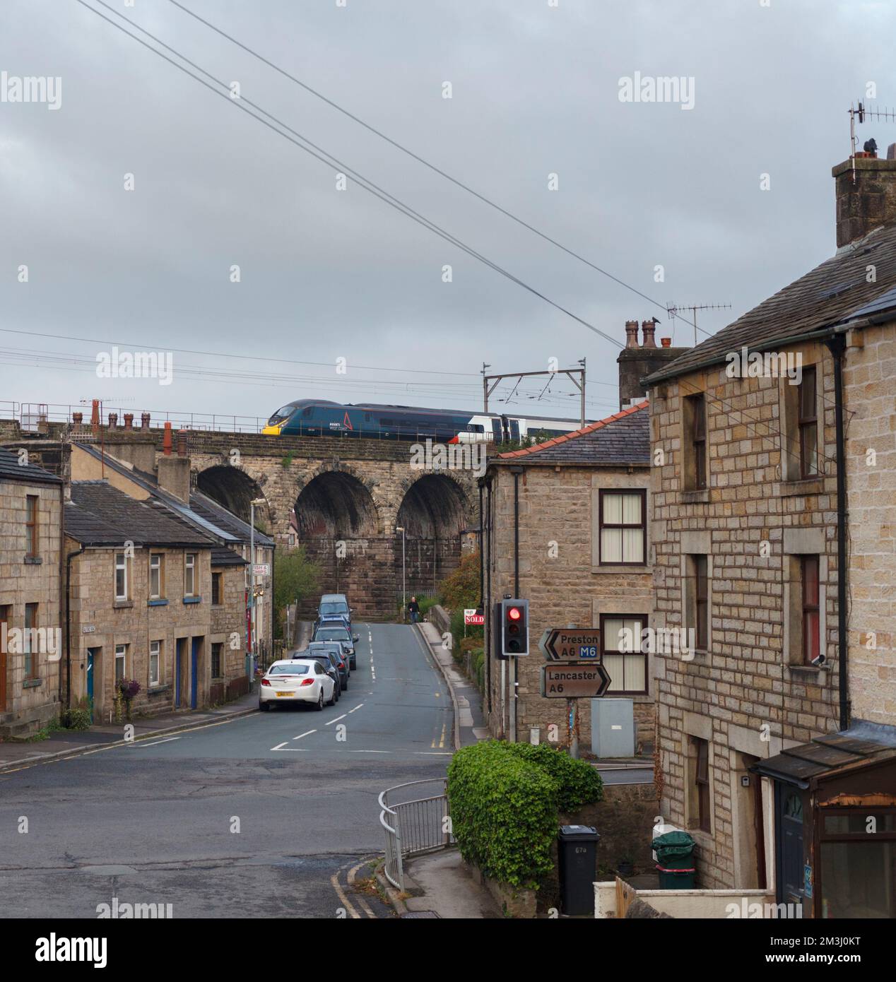 Avanti west coast pendolino train crossing the Conder viaduct at ...