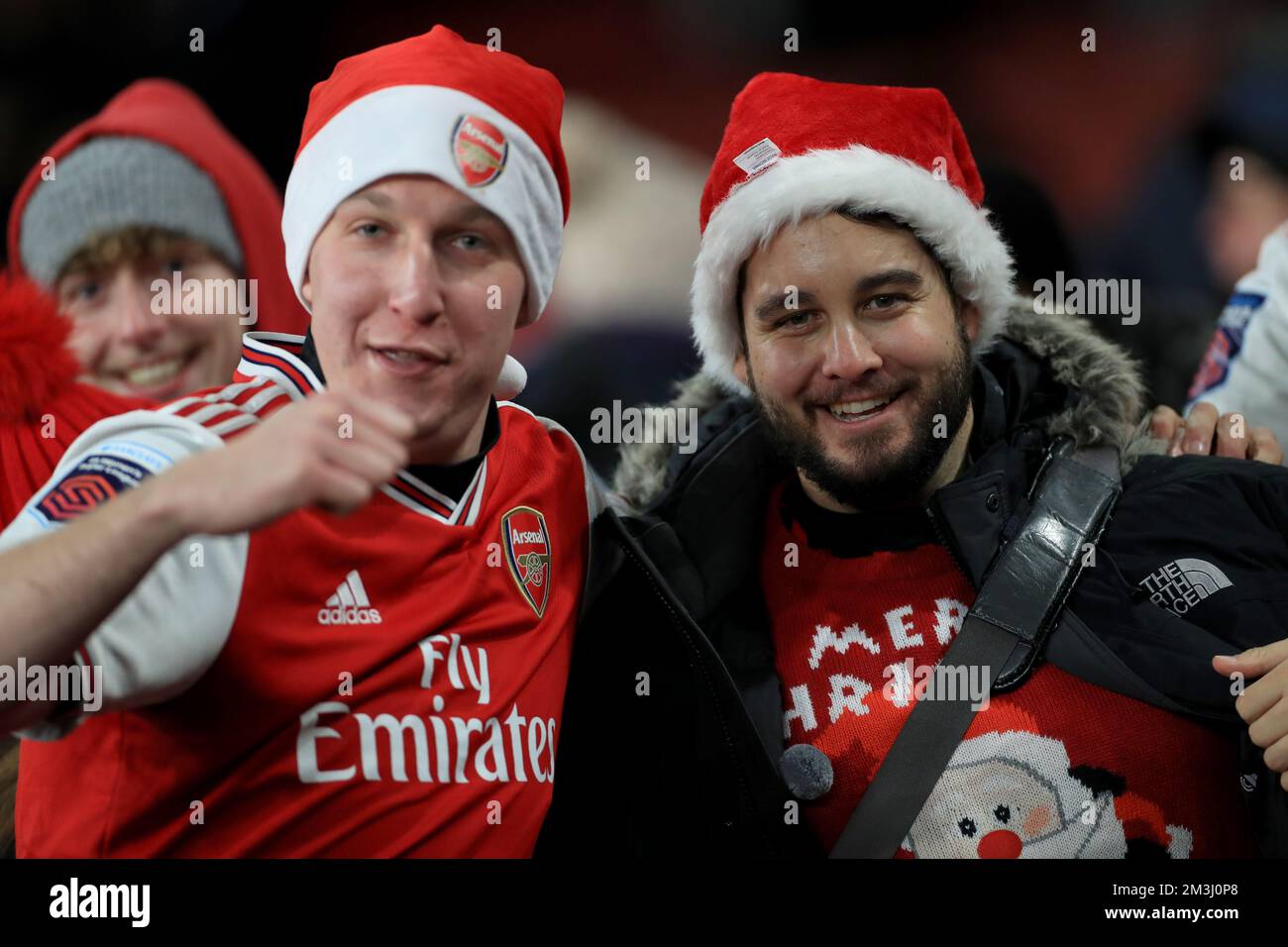 Arsenal fans pose for a photo during the UEFA Women's Champions League ...