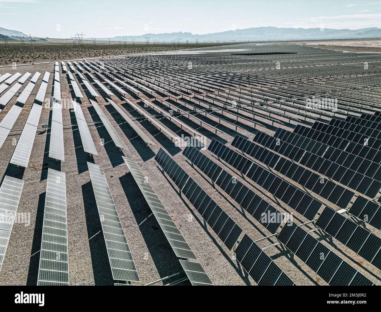 Renewable solar energy solar farm in the desert of southern Nevada on a ...