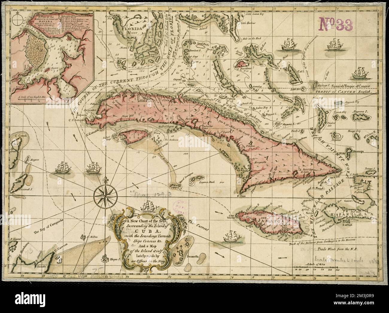 A new chart of the seas surrounding the island of Cuba, with the ...