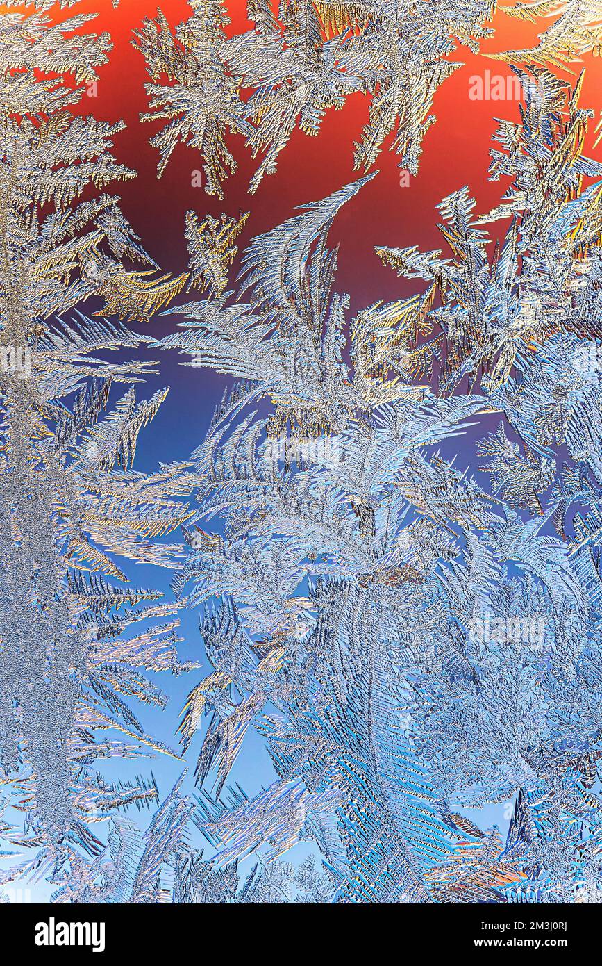 Winter Icy and Frosty Patterns on the Window Glass. Background for ...
