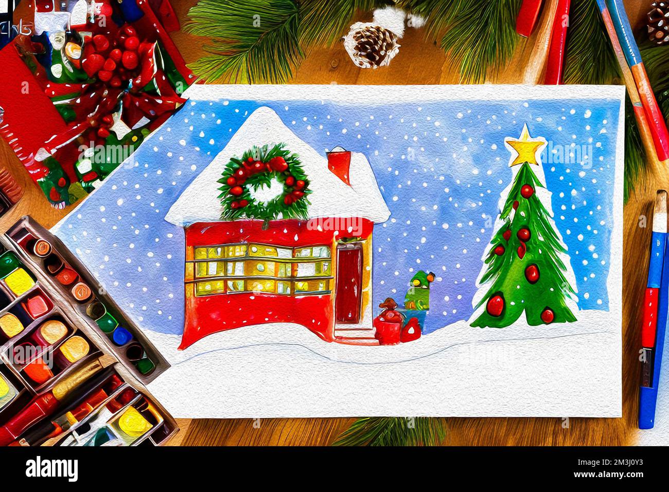 Winter season holiday, Christmas, New Year. Christmas concept. Children ...