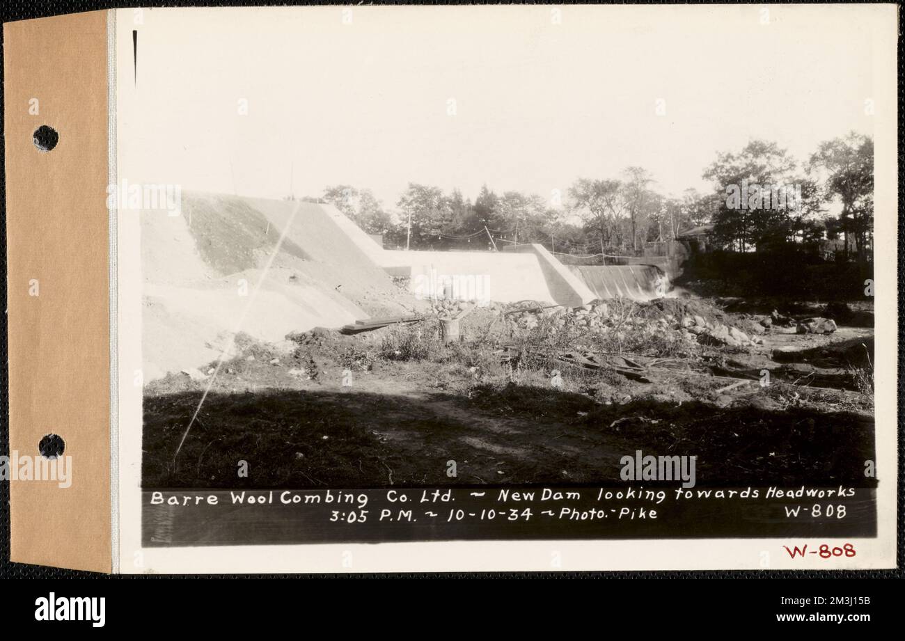 New dam looking towards headworks, Barre Wool Combing Co., Barre, Mass ...