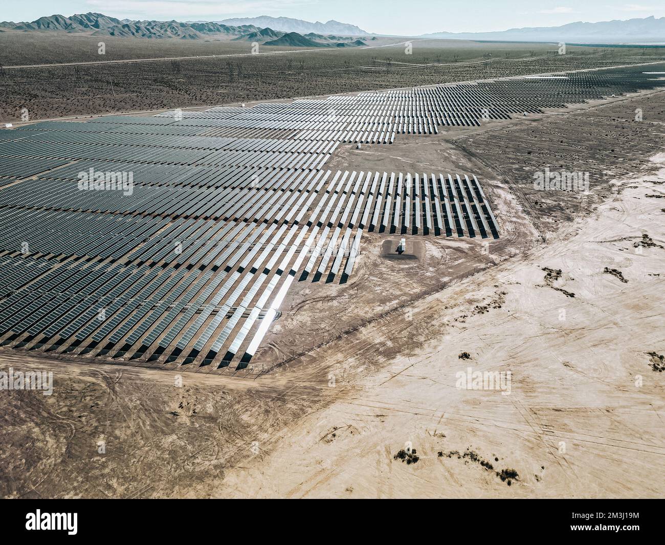 Renewable solar energy solar farm in the desert of southern Nevada on a ...
