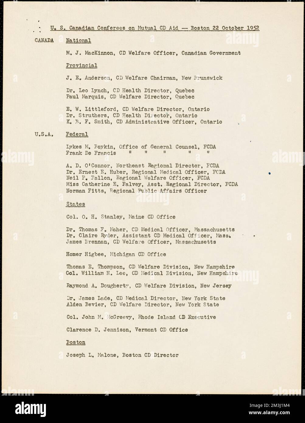 New England United States and Canada Conference on Mutual Civil Defense ...
