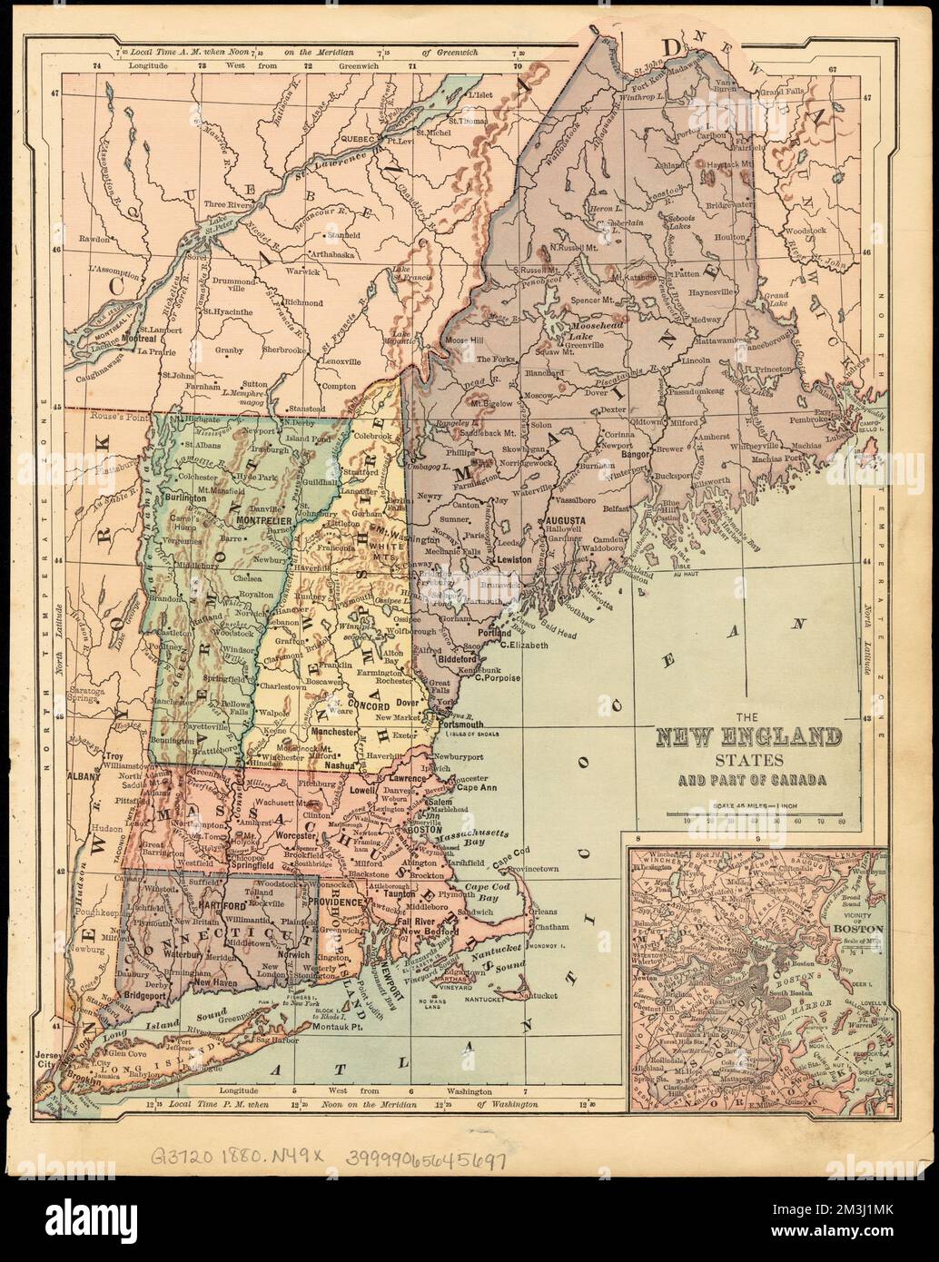 The New England states and part of Canada , New England, Maps Norman B ...