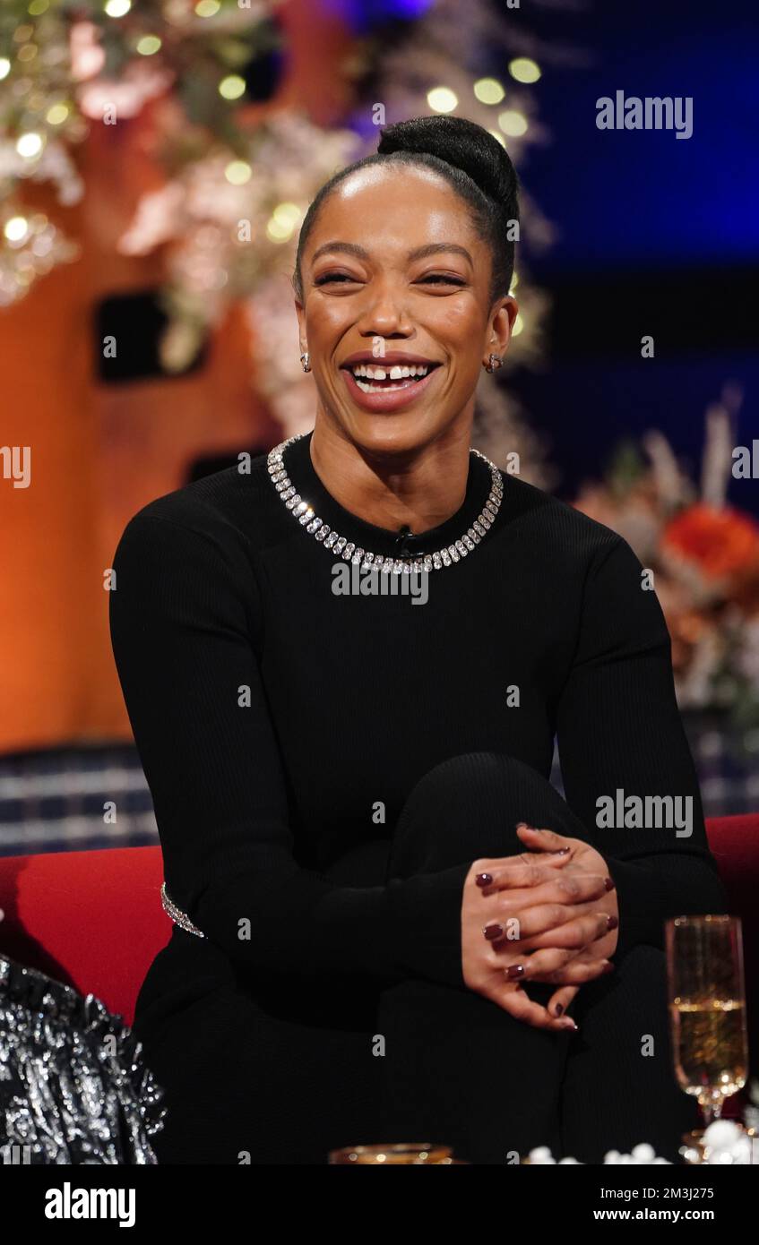 EDITORIAL USE ONLY Naomi Ackie during the filming for the Graham Norton ...