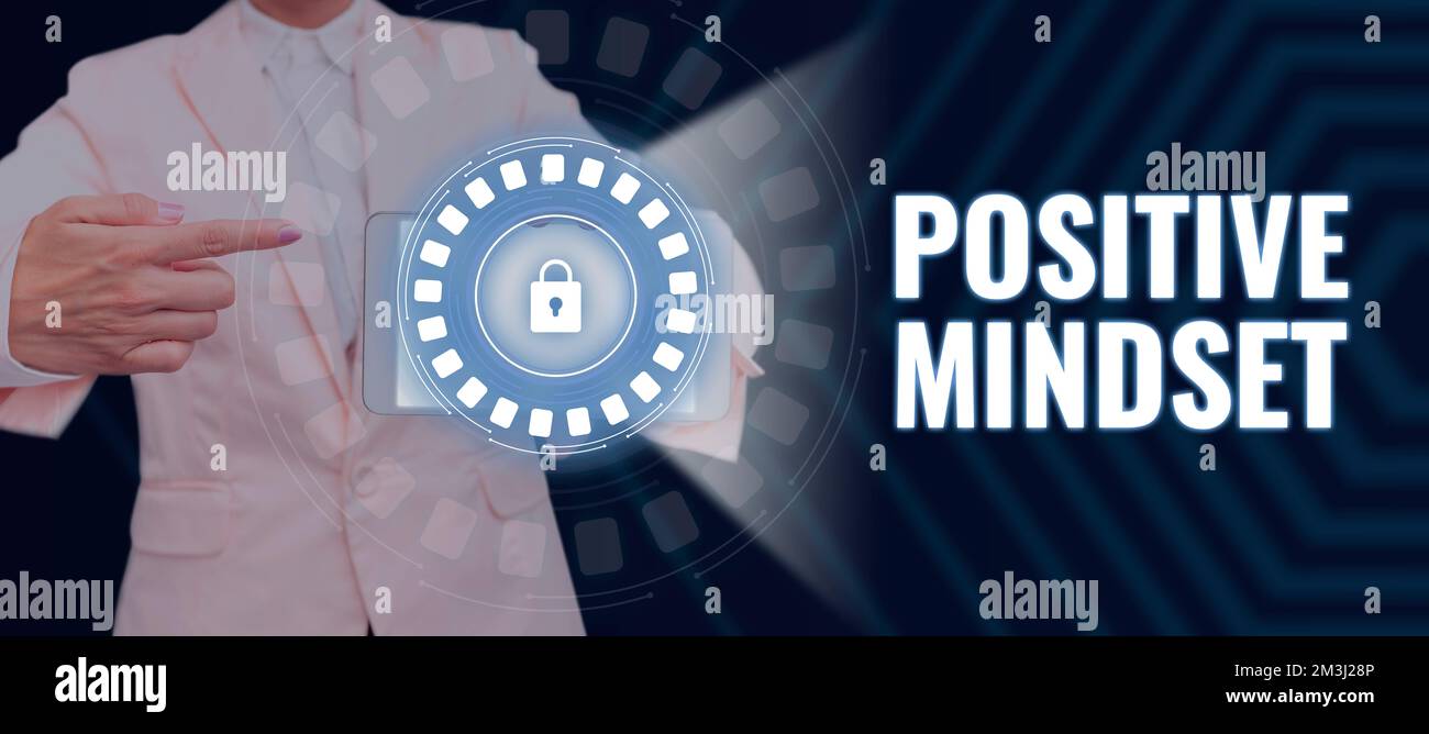 Sign displaying Positive Mindset. Business concept mental and emotional ...