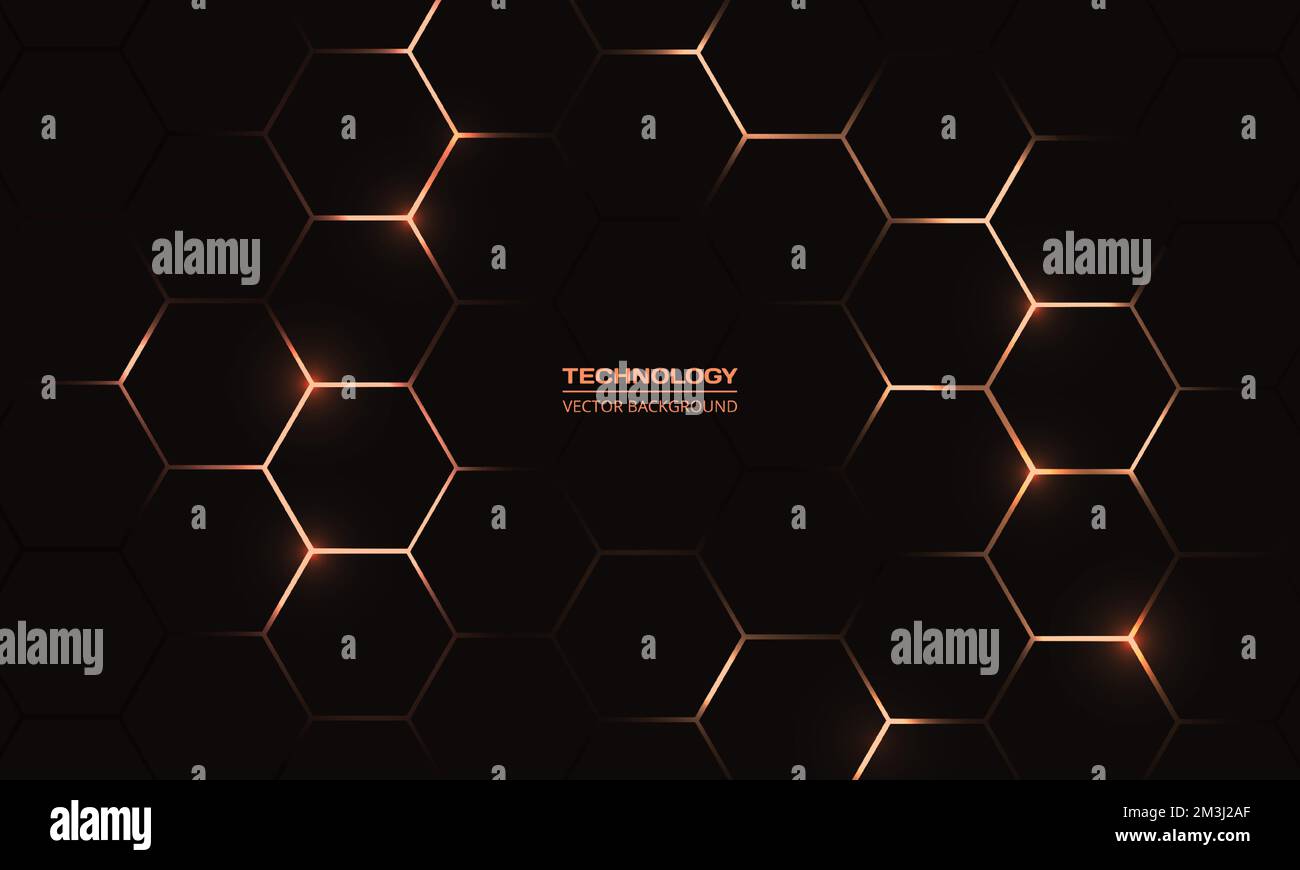 Black and yellow hexagonal technology vector abstract background ...