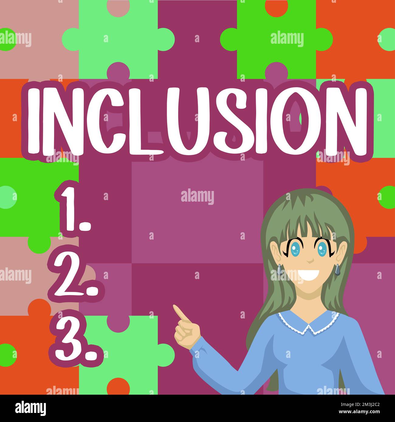 Text caption presenting Inclusion. Word Written on action state ...