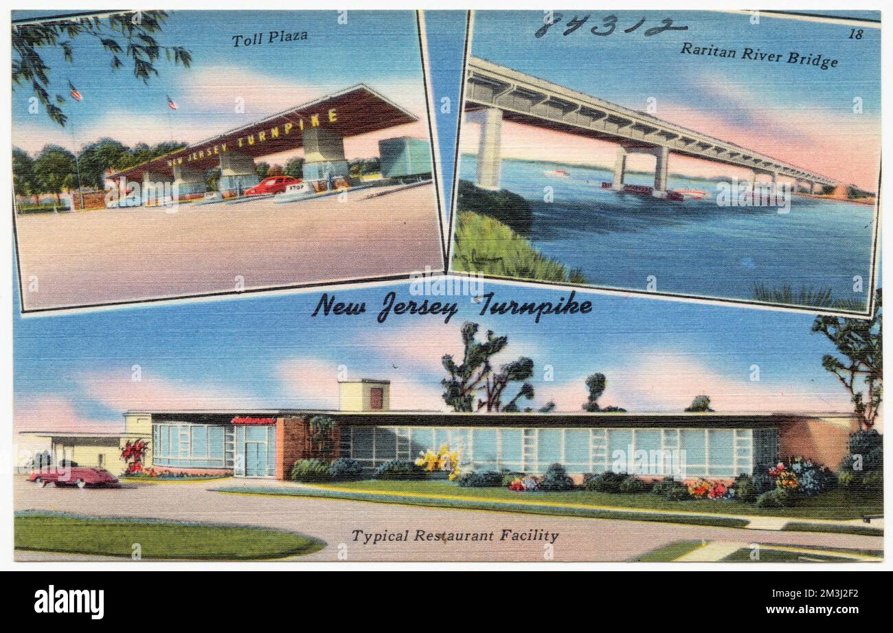 New Jersey Turnpike -- toll plaza, Raritan River Bridge, typical ...