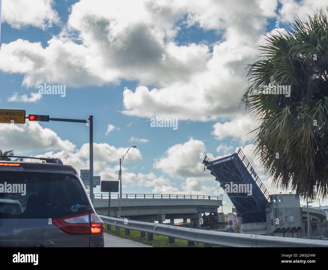 An open drawbridge spanning the Intracoastal Waterway near Pompano ...