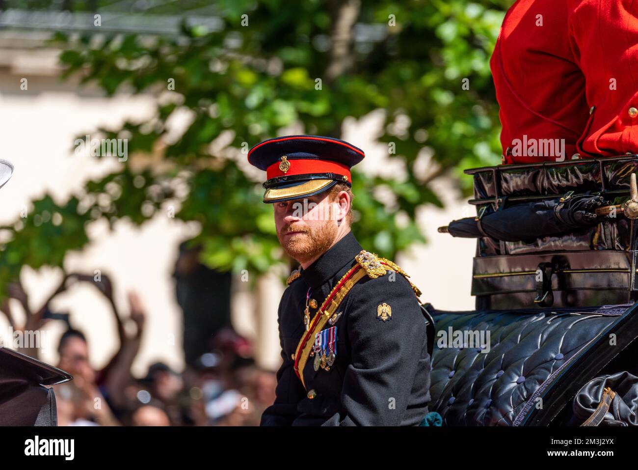 Prince Harry, Duke of Sussex, in British Army military uniform riding ...