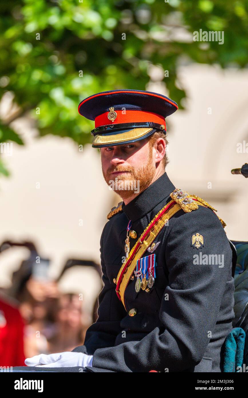 Prince Harry, Duke of Sussex, in British Army military uniform riding ...