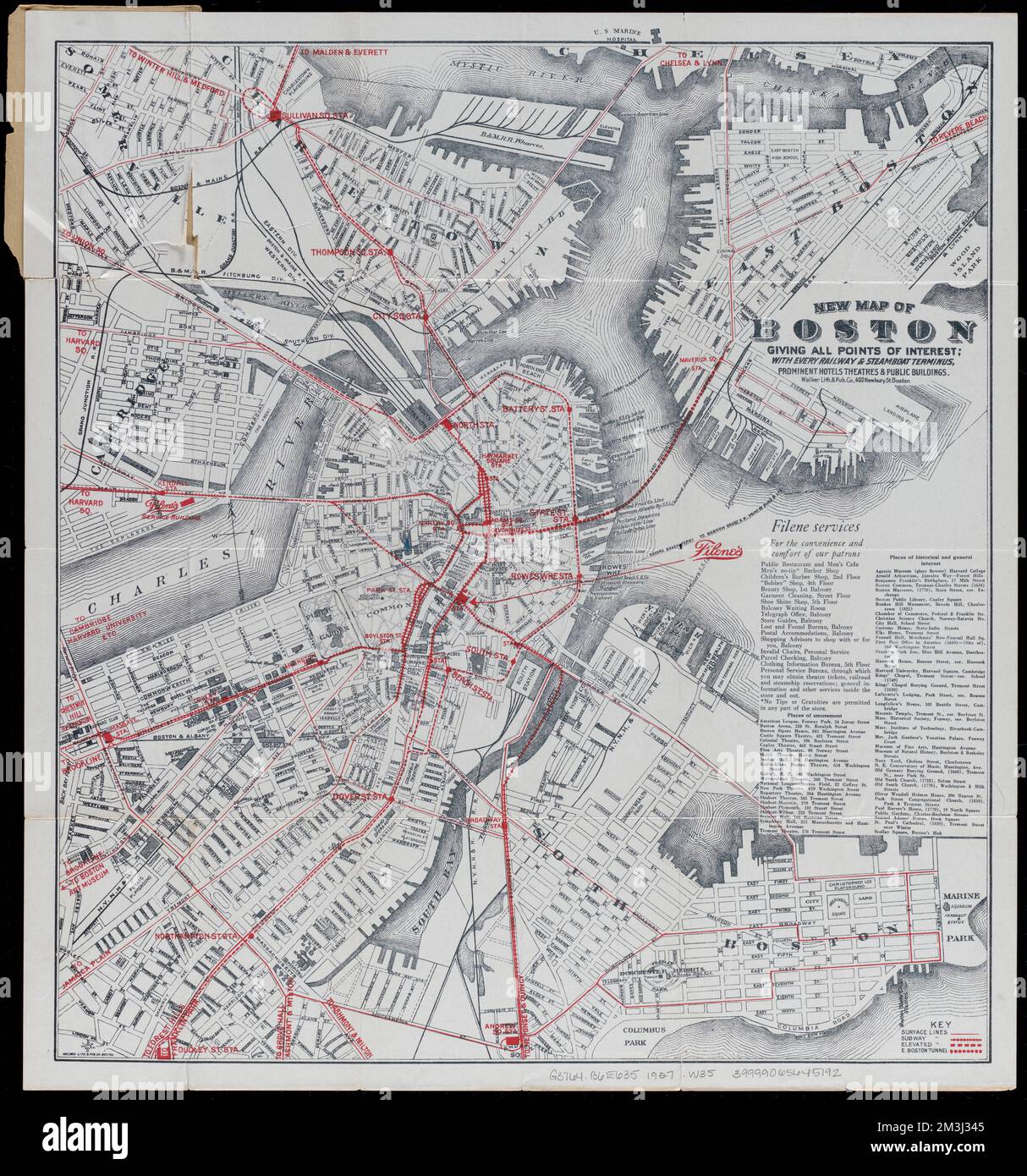 New map of Boston giving all points of interest : with every railway ...