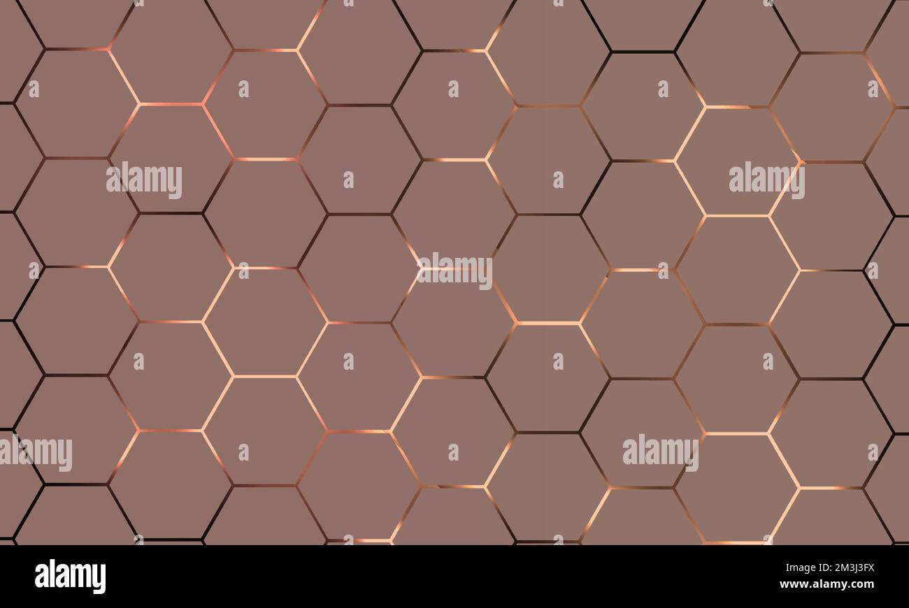 Light hexagonal technology vector abstract background. Light brown ...