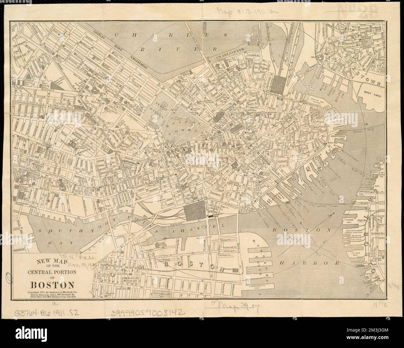 New map of the central portion of Boston , Boston Mass., Maps Norman B ...
