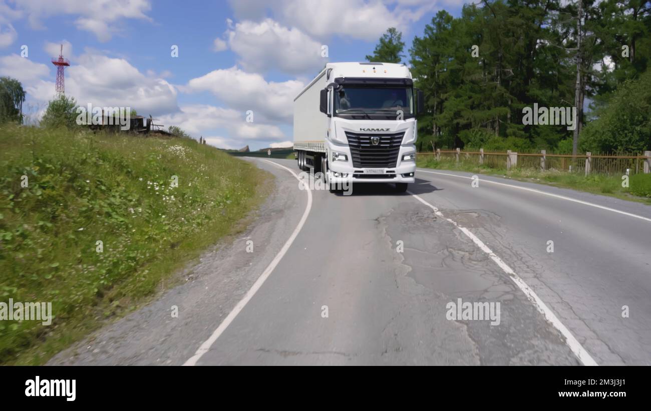 Serbia, Belgrade - July 30, 2021: Leading trucker on truck on highway ...