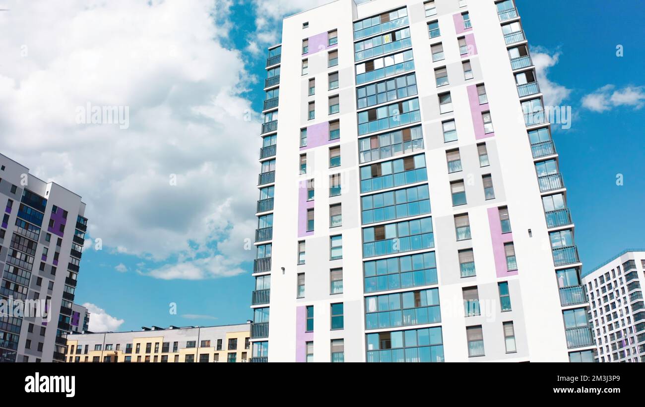 Top view of stylish architecture of modern district. Stock footage ...