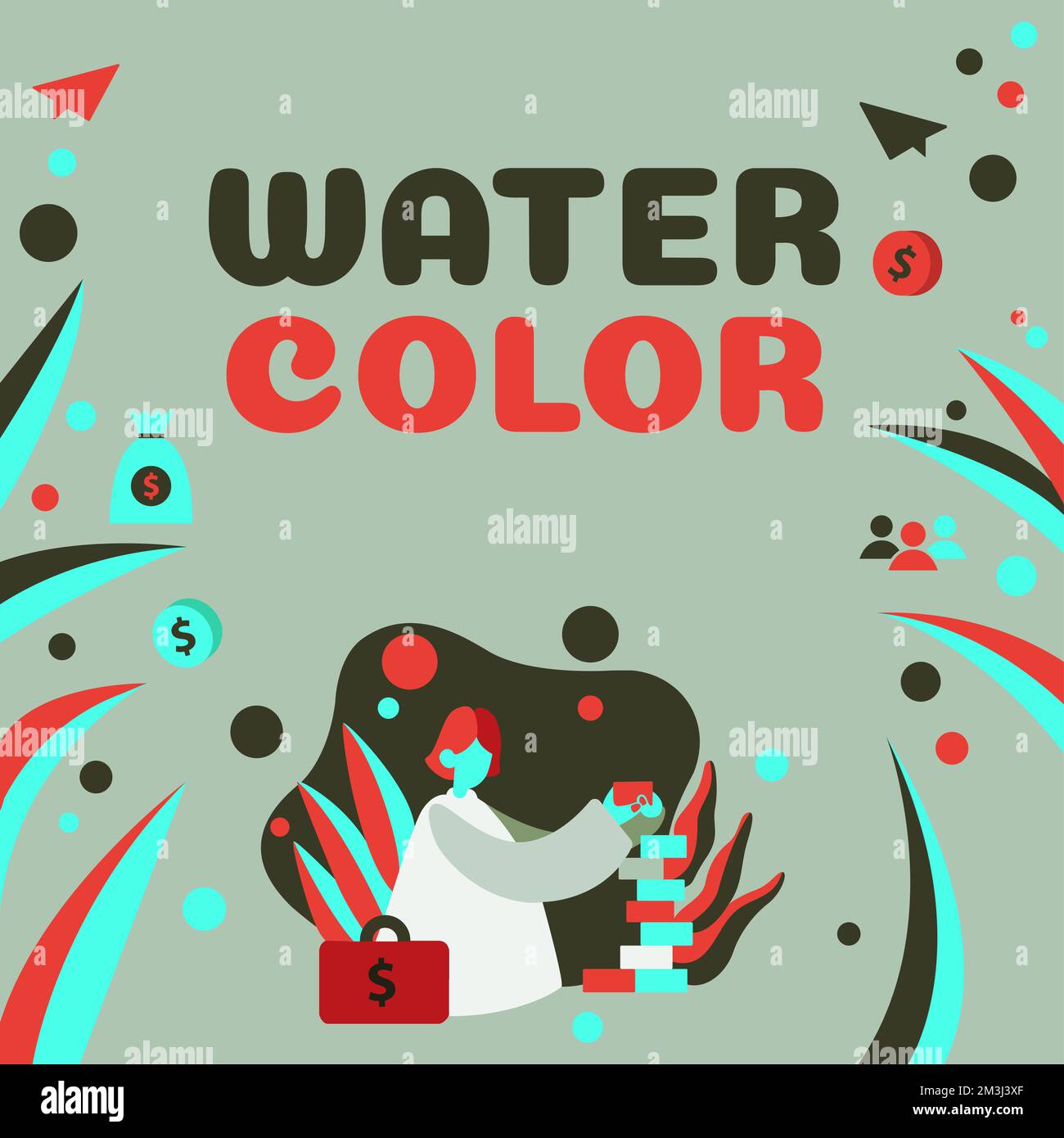 Text showing inspiration Water Color. Word Written on water-soluble ...